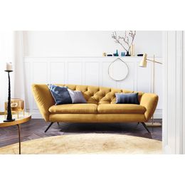 Recamiere Home Affaire "Beatrice, bequem und zeitlos elegant, Breite 223cm", gelb (curry), B:223cm H:84cm T:95cm, Samtoptik (100 Polyester), Sofas, Recamiere, Recamiere links oder rechts, passend zur "Beatrice"-Serie