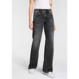 5-Pocket-Jeans Herrlicher "Edna Denim Black", Damen, Gr. 32, L&auml;nge 34, schwarz (clubbing), Denim/Jeans, Obermaterial: 50% Baumwolle, 40% Lyocell, 10% Modal, Jeans 5-Pocket-Jeans, mit ausgestelltem Bein