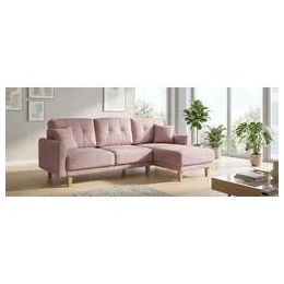 Ecksofa Home Affaire "TRIPLO optionale Schlafsofa mit Bettkasten, Ma&szlig;e B/T/H: 234/164/89 cm", rosa (flamingo), B:234cm H:89cm T:164cm, Sofas, Ecksofa, L-Form wahlweise mit Bettfunktion - Liegefl&auml;che 132x210 cm