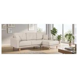 Ecksofa Home Affaire "TRIPLO optionale Schlafsofa mit Bettkasten, Ma&szlig;e B/T/H: 234/164/89 cm", beige, B:234cm H:89cm T:164cm, 88% Polyester, 9% Rayon, 3% Nylon, Sofas, Ecksofa, L-Form wahlweise mit Bettfunktion - Liegefl&auml;che 132x210 cm