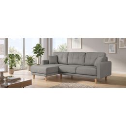 Ecksofa Home Affaire "TRIPLO optionale Schlafsofa mit Bettkasten, Ma&szlig;e B/T/H: 234/164/89 cm", grau, B:234cm H:89cm T:164cm, 88% Polyester, 9% Rayon, 3% Nylon, Sofas, Ecksofa, L-Form wahlweise mit Bettfunktion - Liegefl&auml;che 132x210 cm