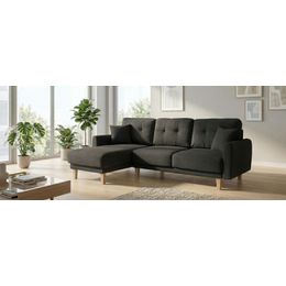 Ecksofa Home Affaire "TRIPLO optionale Schlafsofa mit Bettkasten, Ma&szlig;e B/T/H: 234/164/89 cm", grau (graphit), B:234cm H:89cm T:164cm, Sofas, Ecksofa, L-Form wahlweise mit Bettfunktion - Liegefl&auml;che 132x210 cm