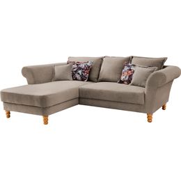 Ecksofa Home Affaire "Tassilo Mega Polsterecke mit Kaltschaum im Sitz, bequem, L-Form", braun (hellbraun), B:262cm H:95cm T:198cm, 100% Polyester, Sofas, Ecksofa, hoher Sitzkomfort, Breite 262cm, Komfortsitzh&ouml;he 48cm, zeitlos elegant