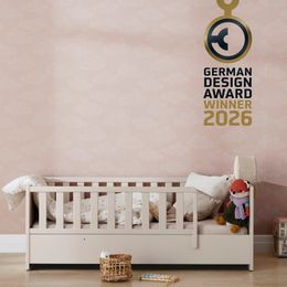Babybett Paidi "LITTLE SNU 70x140cm in Beige oder Wei&szlig;, umbaubares Bodenbett", cashmere, beige, B:75cm H:51cm L:145cm, Holz teilmassiv, Babybetten, Babybett, Kinderbett mit Rausfallschutz aus Massivholz, langlebiges Gitterbett
