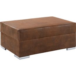 Hocker Collection AB "John, B: 100 cm", braun (mittelbraun), B:100cm H:40cm T:70cm, Luxus-Microfaser 2 (100% Polyester);Microfaser PRIMABELLE (100% Polyester);Luxus-Microfaser 1 (100% Polyester), Hocker, Hocker, optional Federkernpolsterung