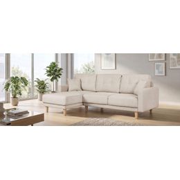 Ecksofa Home Affaire "TRIPLO optionale Schlafsofa mit Bettkasten, Ma&szlig;e B/T/H: 234/164/89 cm", beige, B:234cm H:89cm T:164cm, 88% Polyester, 9% Rayon, 3% Nylon, Sofas, Ecksofa, L-Form wahlweise mit Bettfunktion - Liegefl&auml;che 132x210 cm
