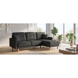 Ecksofa Home Affaire "TRIPLO optionale Schlafsofa mit Bettkasten, Ma&szlig;e B/T/H: 234/164/89 cm", schwarz, B:234cm H:89cm T:164cm, 100% Polyester, Sofas, Ecksofa, L-Form wahlweise mit Bettfunktion - Liegefl&auml;che 132x210 cm