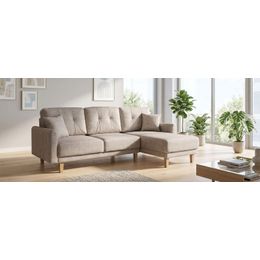 Ecksofa Home Affaire "TRIPLO optionale Schlafsofa mit Bettkasten, Ma&szlig;e B/T/H: 234/164/89 cm", beige (creme), B:234cm H:89cm T:164cm, 100% Polyester, Sofas, Ecksofa, L-Form wahlweise mit Bettfunktion - Liegefl&auml;che 132x210 cm