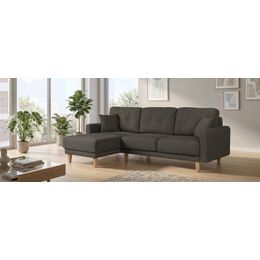 Ecksofa Home Affaire "TRIPLO optionale Schlafsofa mit Bettkasten, Ma&szlig;e B/T/H: 234/164/89 cm", schwarz, B:234cm H:89cm T:164cm, 88% Polyester, 9% Rayon, 3% Nylon, Sofas, Ecksofa, L-Form wahlweise mit Bettfunktion - Liegefl&auml;che 132x210 cm