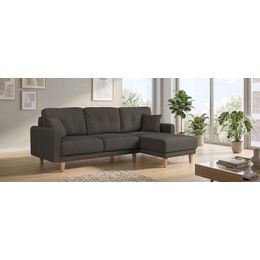 Ecksofa Home Affaire "TRIPLO optionale Schlafsofa mit Bettkasten, Ma&szlig;e B/T/H: 234/164/89 cm", schwarz, B:234cm H:89cm T:164cm, 88% Polyester, 9% Rayon, 3% Nylon, Sofas, Ecksofa, L-Form wahlweise mit Bettfunktion - Liegefl&auml;che 132x210 cm