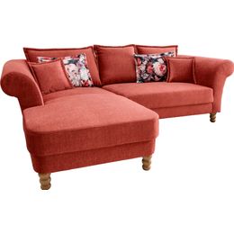 Ecksofa Home Affaire "Tassilo Mega Polsterecke mit Kaltschaum im Sitz, bequem, L-Form", orange (koralle), B:262cm H:95cm T:198cm, 100% Polyester, Sofas, Ecksofa, hoher Sitzkomfort, Breite 262cm, Komfortsitzh&ouml;he 48cm, zeitlos elegant