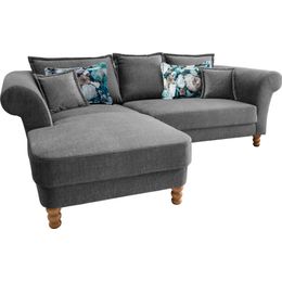 Ecksofa Home Affaire "Tassilo Mega Polsterecke mit Kaltschaum im Sitz, bequem, L-Form", schwarz (asche), B:262cm H:95cm T:198cm, 100% Polyester, Sofas, Ecksofa, hoher Sitzkomfort, Breite 262cm, Komfortsitzh&ouml;he 48cm, zeitlos elegant