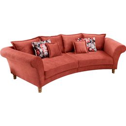 Big-Sofa Home Affaire "Tassilo geschwungene Formensprache, bequem, Mega Sofa, Breite 350cm", orange (koralle), B:350cm H:95cm T:110cm, 100% Polyester, Sofas, Big-Sofa