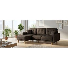 Ecksofa Home Affaire "TRIPLO optionale Schlafsofa mit Bettkasten, Ma&szlig;e B/T/H: 234/164/89 cm", braun, B:234cm H:89cm T:164cm, Sofas, Ecksofa, L-Form wahlweise mit Bettfunktion - Liegefl&auml;che 132x210 cm