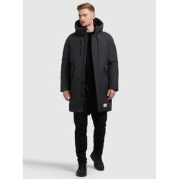 Wintermantel Khujo "ANTH2", Herren, Gr. M, obrage grau, 100% Polyester, unifarben, regular fit knielang, Raglan&auml;rmel elastischer Bund mit Windstopper, M&auml;ntel Wintermantel