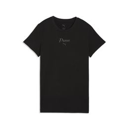 T-Shirt Puma "Essentials Script T-Shirt Damen", Damen, Gr. M, schwarz, Obermaterial: 100% Baumwolle. Rippe: 20% Polyester, 80% Baumwolle, bedruckt, regular fit, Rundhals, Shirts T-Shirt