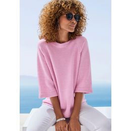 Kurzarmpullover Vivance, Damen, Gr. 32/34, ros&eacute;, Strick, Obermaterial: 74% Polyacryl, 24% Polyamid, 2% Elasthan, unifarben, figurumspielend h&uuml;ftlang, Rundhals, Raglan&auml;rmel, Pullover, mit weiten &Auml;rmeln, lockere Passform, Basic, casual