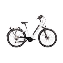 E-Bike SAXONETTE "Deluxe Sport (Wave)" Gr. 45, wei&szlig;, schwarz, Elektrofahrr&auml;der, 45cm, 28 Zoll (71,12cm), (mit integr. Akku), Elektrofahrrad f&uuml;r Alltag und Einkauf