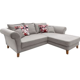 Ecksofa Home Affaire "Tassilo Mega Polsterecke mit Kaltschaum im Sitz, bequem, L-Form", grau, B:262cm H:95cm T:198cm, 100% Polyester, Sofas, Ecksofa, hoher Sitzkomfort, Breite 262cm, Komfortsitzh&ouml;he 48cm, zeitlos elegant