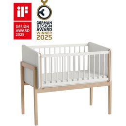 Beistellbett Paidi "LITTLE CLOUD", wei&szlig; (buche, kreidewei&szlig;), B:99cm H:110cm T:57cm, Holz teilmassiv, Babybetten, mit Lattenrost, variabel h&ouml;henverstellbar, umbaubar zum Tiny Sofa
