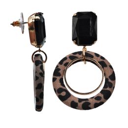 Paar Ohrstecker Firetti "Schmuck Geschenk Leo-Ohrstecker", gelbgoldfarben, beige, schwarz, Ohrringe, Damen, Kunststoff Metall Textil, Kunststoff, Metall, Textil
