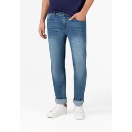Slim-fit-Jeans Timezone "Slim EduardoTZ", Herren, Gr. 32, L&auml;nge 30, blau, 74% Baumwolle 12% Polyester 12% Polyester (recycelt) 2% Elastan, Jeans Slim-fit-Jeans