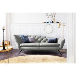 Recamiere Home Affaire "Beatrice, bequem und zeitlos elegant, Breite 223cm", silber, B:223cm H:84cm T:95cm, Samtoptik (100 Polyester), Sofas, Recamiere, Recamiere links oder rechts, passend zur "Beatrice"-Serie
