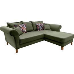 Ecksofa Home Affaire "Tassilo Mega Polsterecke mit Kaltschaum im Sitz, bequem, L-Form", gr&uuml;n, B:262cm H:95cm T:198cm, 100% Polyester, Sofas, Ecksofa, hoher Sitzkomfort, Breite 262cm, Komfortsitzh&ouml;he 48cm, zeitlos elegant