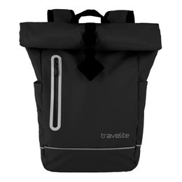 Freizeitrucksack Travelite "BASICS Roll-Up Rucksack aus Plane", Gr. B/H/T: 26cm x 60cm x 15cm, schwarz, Polyester, unifarben, Rucks&auml;cke Freizeitrucksack, mit variablem Roll-Up-Verschluss