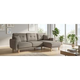 Ecksofa Home Affaire "TRIPLO optionale Schlafsofa mit Bettkasten, Ma&szlig;e B/T/H: 234/164/89 cm", grau (taupe), B:234cm H:89cm T:164cm, Sofas, Ecksofa, L-Form wahlweise mit Bettfunktion - Liegefl&auml;che 132x210 cm