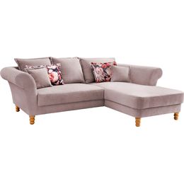 Ecksofa Home Affaire "Tassilo Mega Polsterecke mit Kaltschaum im Sitz, bequem, L-Form", rosa (flamingo), B:262cm H:95cm T:198cm, 100% Polyester, Sofas, Ecksofa, hoher Sitzkomfort, Breite 262cm, Komfortsitzh&ouml;he 48cm, zeitlos elegant