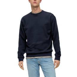 Sweatshirt QS, Herren, Gr. S, blau, Obermaterial: 60% Baumwolle, 40% Polyester, unifarben, regular fit normal, Rundhals, Rippb&uuml;ndchen, Sweatshirts Sweatshirt, mit Logo Stickerei