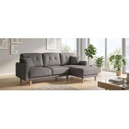 Ecksofa Home Affaire "TRIPLO optionale Schlafsofa mit Bettkasten, Ma&szlig;e B/T/H: 234/164/89 cm", grau (taupe), B:234cm H:89cm T:164cm, 100% Polyester, Sofas, Ecksofa, L-Form wahlweise mit Bettfunktion - Liegefl&auml;che 132x210 cm