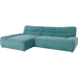 Ecksofa DOMO collection "Cesena moderne Polsterecke mit flachen Armlehnen, L-Form", blau (petrol), B:288cm H:81cm T:175cm, Sofas, Ecksofa, fester Sitzkomfort, frei im Raum stellbar