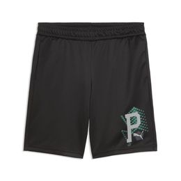 Sporthose Puma "Active Sports Shorts Jungen", M&auml;dchen, Gr. 140, Normalgr&ouml;&szlig;en, schwarz, Obermaterial: 100% Polyester. Taschenfutter: 100% Polyester, bedruckt, regular fit, Hosen Sporthose