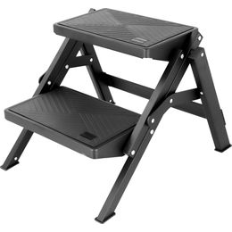 Berger AluStep Duo blackline klappbarer Doppeltritt aus Aluminium schwarz (H&ouml;he 38 cm) - Trittstufen