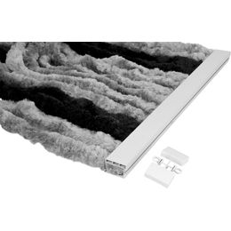 Berger Chenille-Flauschvorhang, grau / schwarz 205 x 70 cm - T&uuml;rvorh&auml;nge & Fliegengitter