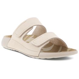 Pantolette Ecco "COZMO W", Damen, Gr. 36, beige, Nubukleder, Schuhe Pantolette, Sommerschuh, Schlappen mit zwei Klettverschlussriemen