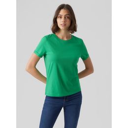 V&eacute;ro Moda Kurzarmshirt VERO MODA "VMPAULA S/S T-SHIRT NOOS", Damen, Gr. S, gr&uuml;n (bright gr&uuml;n), Jersey, Obermaterial: 100% Baumwolle, unifarben, regular fit normal, Rundhals, Aufschlag, Shirts, Baumwolle, regular fit