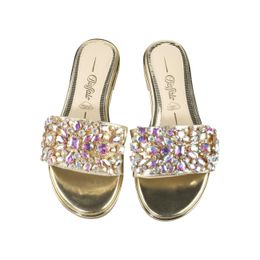 Sandale Buffalo "Buffalo KIRA SLIDE", Damen, Gr. 37, gold, mermaid, Polyurethan, unifarben, Schuhe Sandale