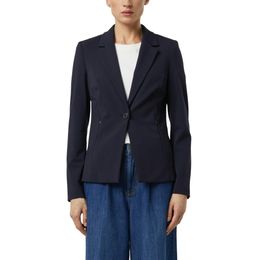 Jackenblazer comma, Damen, Gr. 38, navy, Web, Obermaterial: 50% Viskose, 42% Polyamid, 8% Elasthan, unifarben, k&ouml;rpernah h&uuml;ftbedeckend, tiefer V-Ausschnitt, abgesteppte Kante, Blazer, mit Reverskragen und 1-Knopf-Verschluss