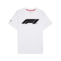 T-Shirt Puma "F1 Essentials Logo T-Shirt Herren", Herren, Gr. L, wei&szlig;, Obermaterial: 100% Baumwolle. Rippe: 30% Polyester, 70% Baumwolle, clean, regular fit, Rundhals, Shirts T-Shirt