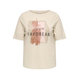 Rundhalsshirt Only CARMAKOMA "CARNICKY LIFE 2/4 SLEEV BOATNECK TEE JRS", Damen, Gr. L, oatmeal print:daydream, Jersey, Obermaterial: 70% Modal, 30% Polyester, bedruckt, regular fit normal, Rundhals, Shirts Rundhalsshirt