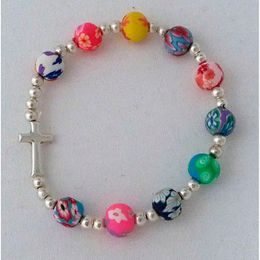 Armband mit Kreuz und bunten Perlen