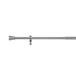 ONDECO Gardinenstange ausziehbar 1-lauf Wandmontage Endst&uuml;ck Zylinder Edelstahl-Optik 16/19 mm Farbe: Edelstahl-Optik, Gr&ouml;&szlig;e: 120-210 cm