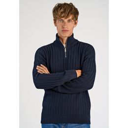 Troyer LINDBERGH "Troyer Relaxed Fit", Herren, Gr. 3XL, blau (navy), Obermaterial: 60% Baumwolle, 40% Polyester, unifarben, Pullover Troyer