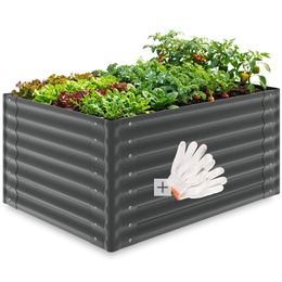 TecTake&reg; Hochbeet, aus verzinktem Stahl, stabil, sicher, witterungsbest&auml;ndig, mit offenem Boden und abgerundeten Kanten