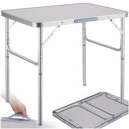TecTake&reg; Campingtisch, klappbar, anschraubbare, h&ouml;henverstellbare Beine und F&uuml;&szlig;e, 75 x 55 x 68 cm