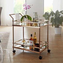 FineBuy Servierwagen Gold Beistelltisch Rollen K&uuml;chen- Speisewagen Glas Teewagen