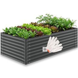 TecTake&reg; Hochbeet, aus verzinktem Stahl, stabil, sicher, witterungsbest&auml;ndig, mit offenem Boden und abgerundeten Kanten